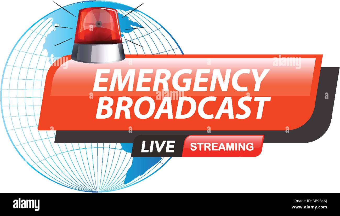 Vector illustration of an emergency broadcast alert with a globe and ...