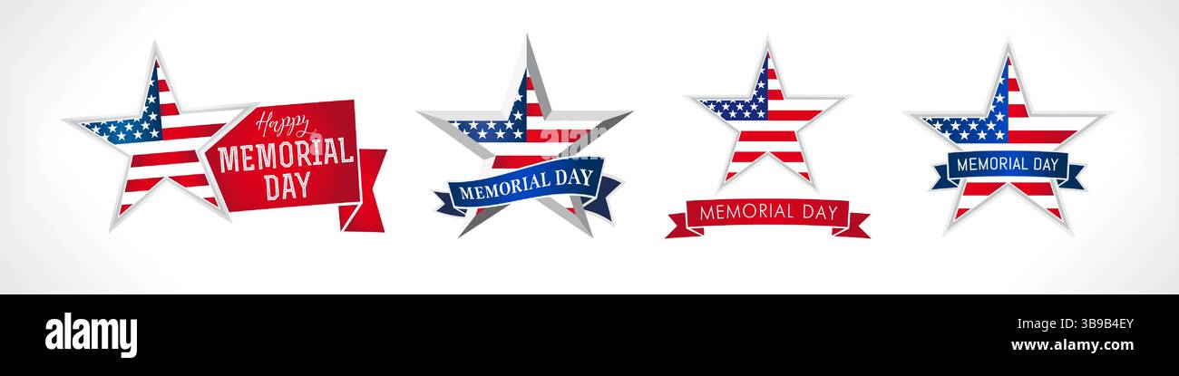 Set of creative icons for US Memorial Day celebration. Memorial Day ...