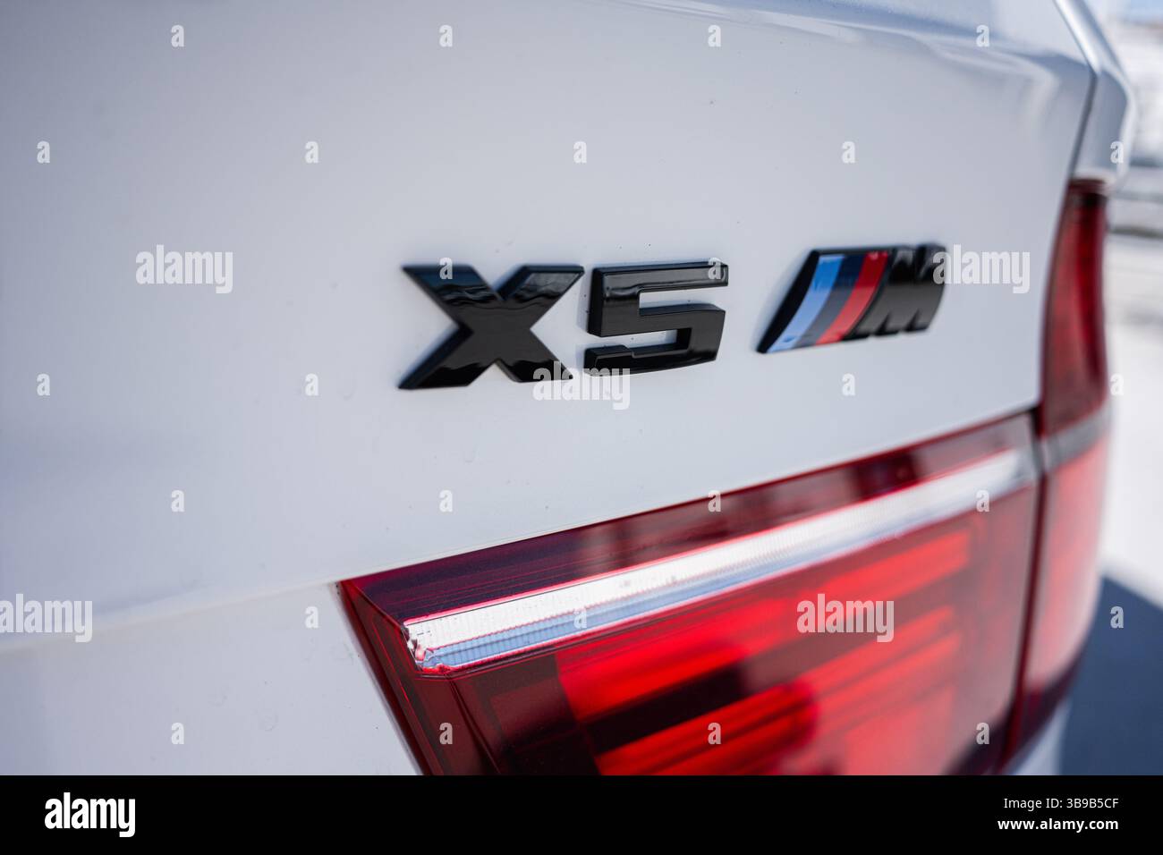 Kyiv, Ukraine - May 02, 2025: Detailed image of BMW X5M car badge and ...
