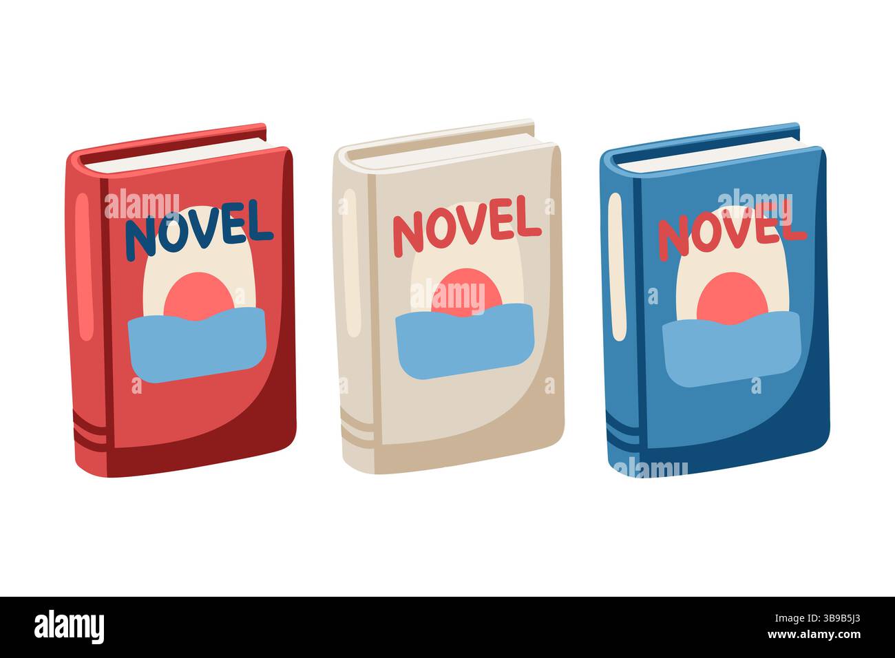 Cartoon vector set of books in different colors without specific titles ...