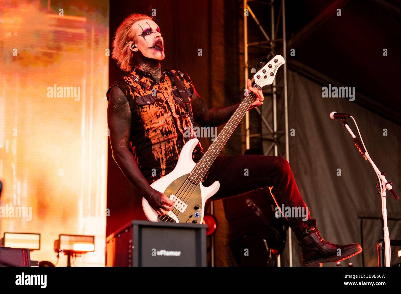 Justin Morrow of Motionless in White performs during Sonic Temple Art ...