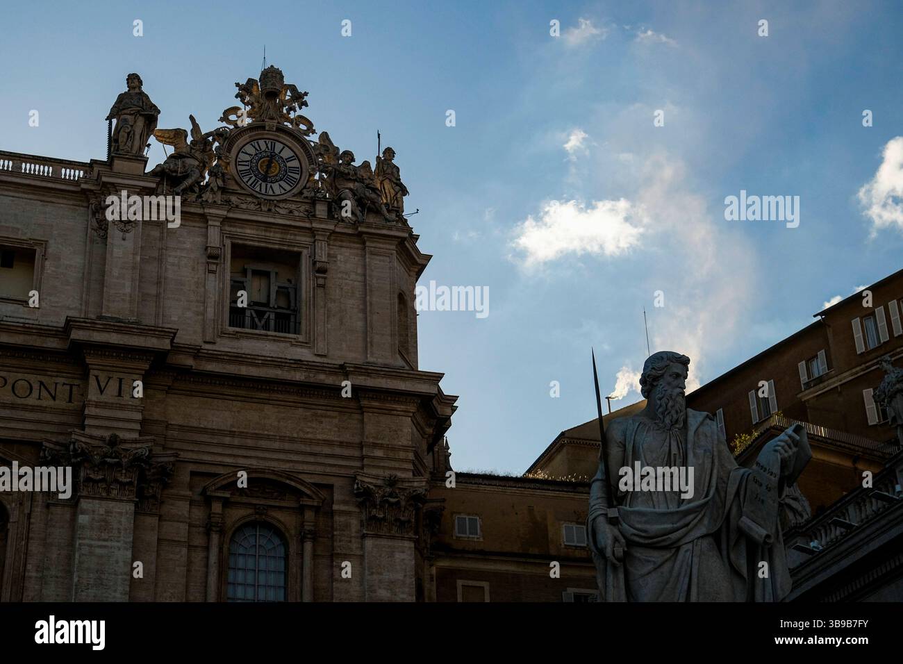 VATICAN POPE VOTE CONCLAVE The white smoke rising from the chimney on ...
