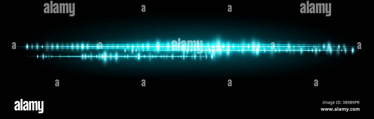 Bright blue waveform with soft glowing light and triple layered ...