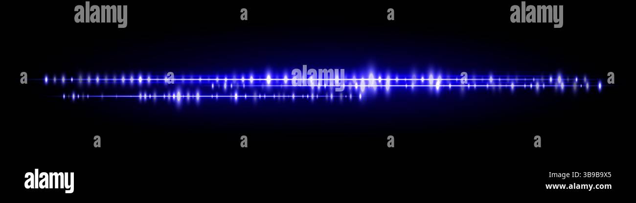 Bright blue waveform with soft glowing light and triple layered ...