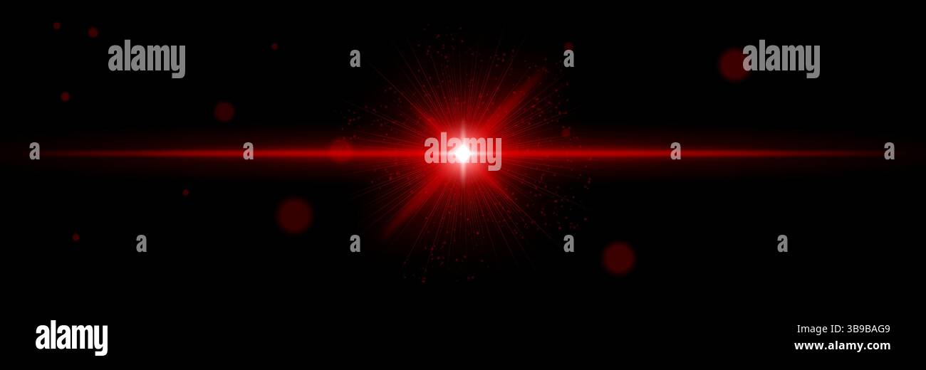 Red light flare with central burst and soft radial particles, perfect ...