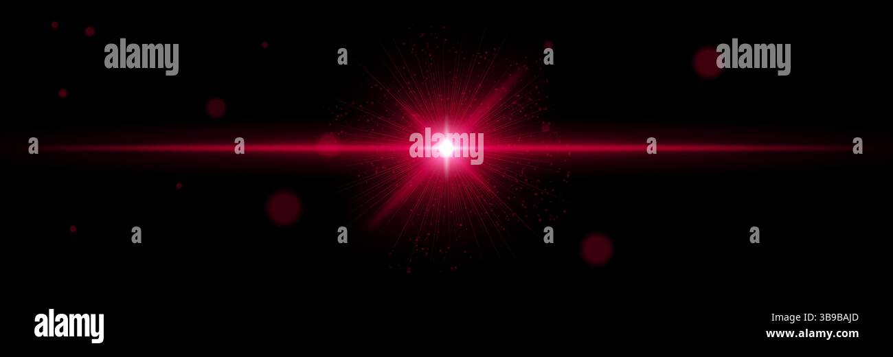 Red light flare with central burst and soft radial particles, perfect ...