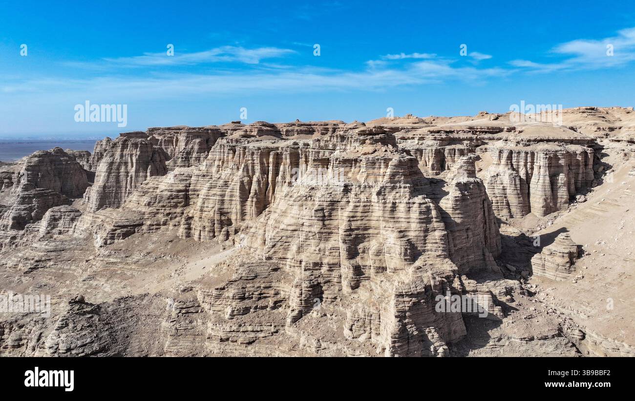 Aerial photo shows the yardang landform in Hami City, northwest China's ...