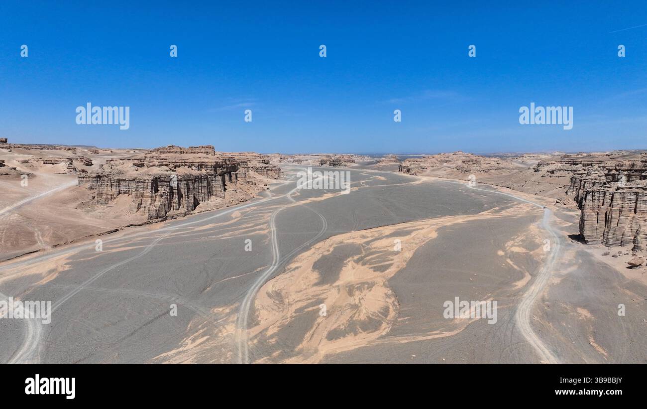 Aerial photo shows the yardang landform in Hami City, northwest China's ...