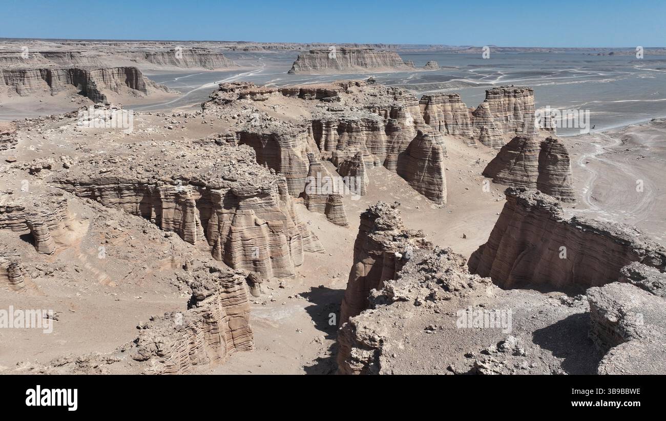Aerial photo shows the yardang landform in Hami City, northwest China's ...