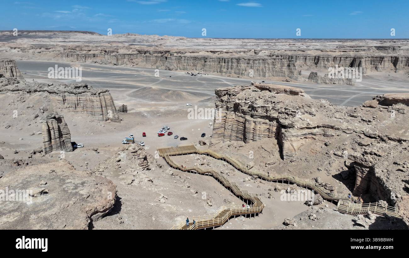 Aerial photo shows the yardang landform in Hami City, northwest China's ...