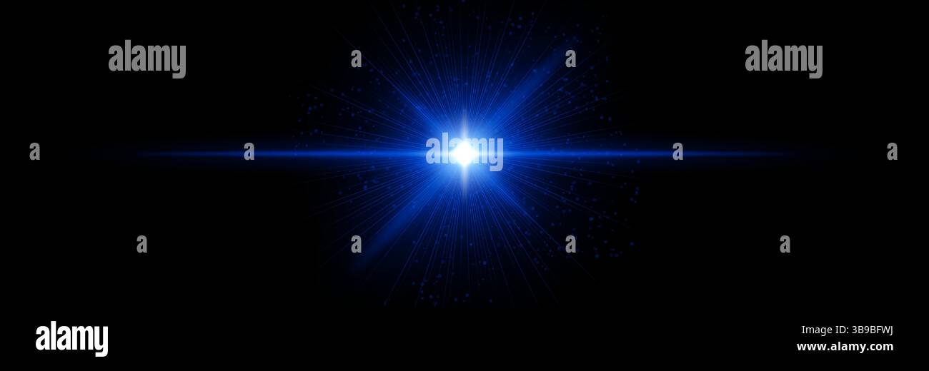 Blue luminous core with linear rays, sparkling dots and glow spread ...