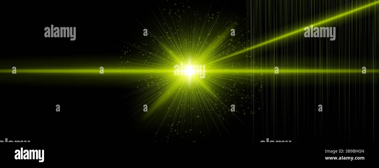 Yellow energy blast with flare rays and additional angled beams ...