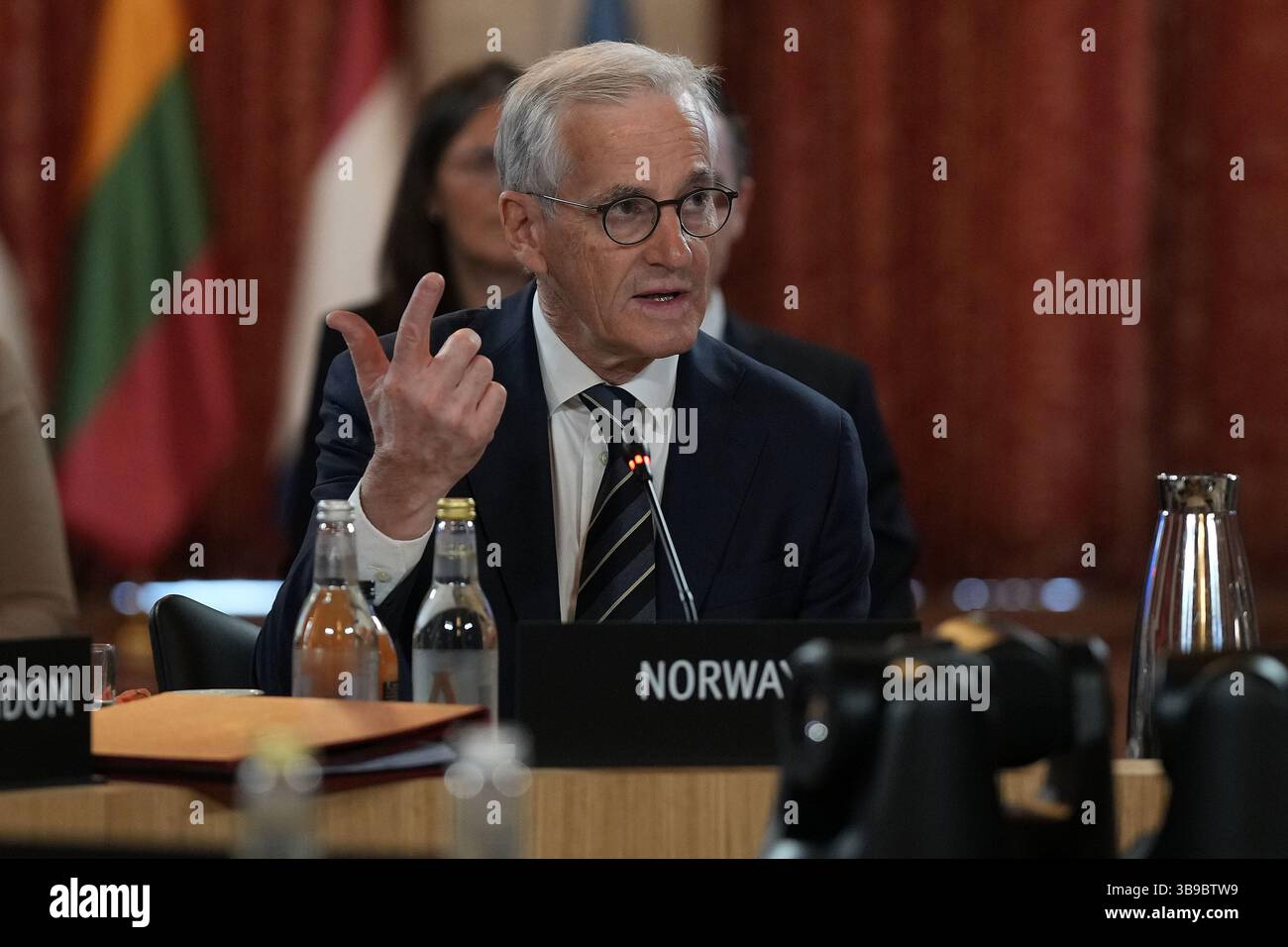 Norway's Prime Minister Jonas Gahr Store gestures during the Joint ...