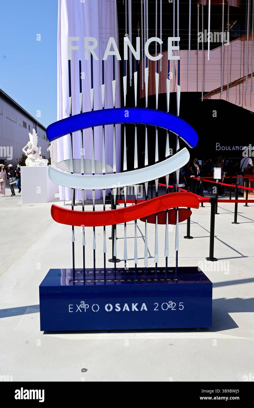 View of the France Pavilion at the World Expo 2025 at Yumeshima, an ...