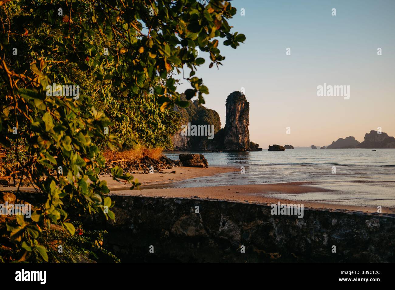 Dramatic Limestone Island and Tropical Shoreline in Krabi at Sunset ...