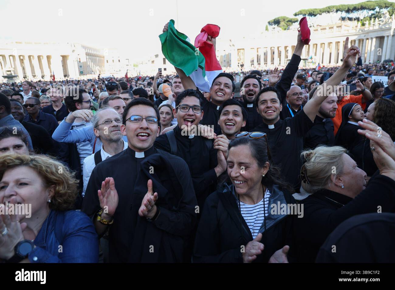 Priests celebrate the new pope. Pope Leo XIV is an American Cardinal ...