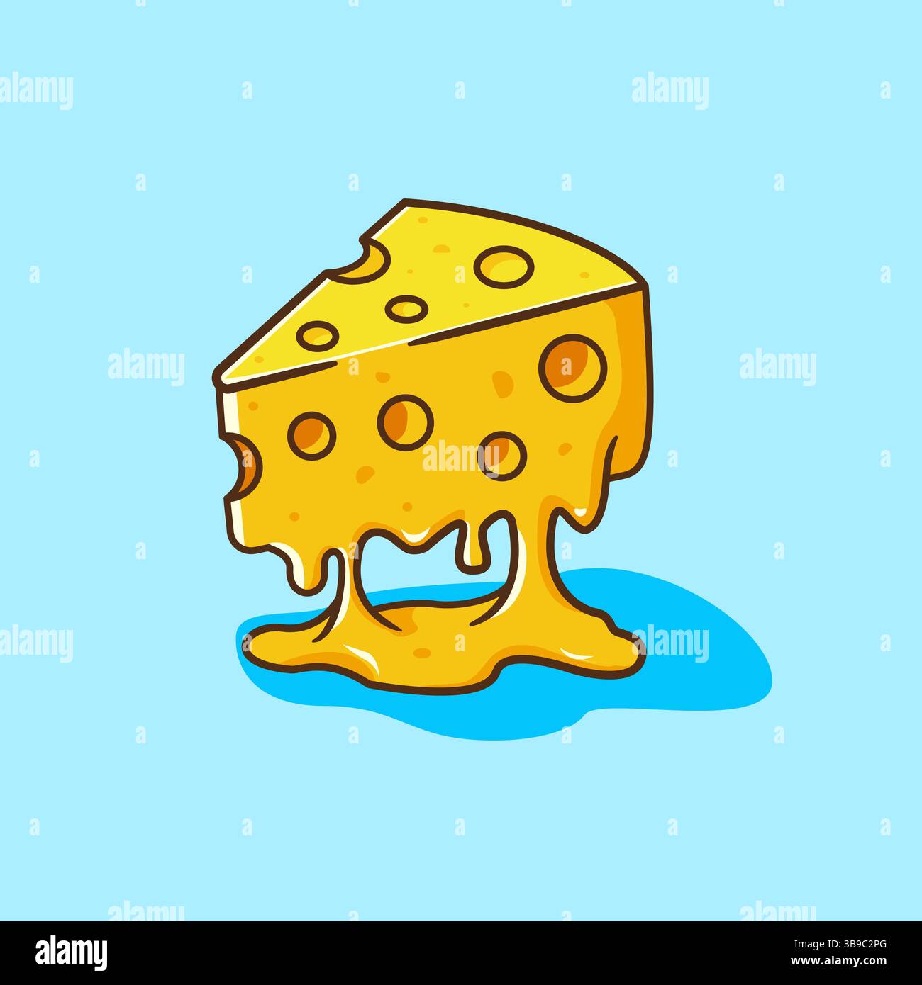Melting Cheese Slice Cartoon Vector Illustration Stock Vector Image ...
