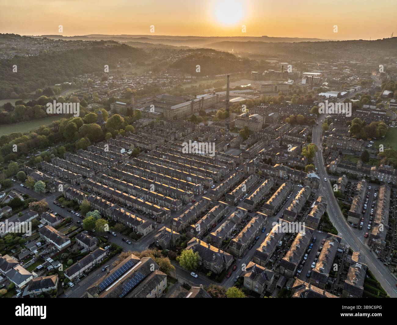 Sunrise Over Saltaire Village a UNESCO World Heritage Site Stock Photo ...