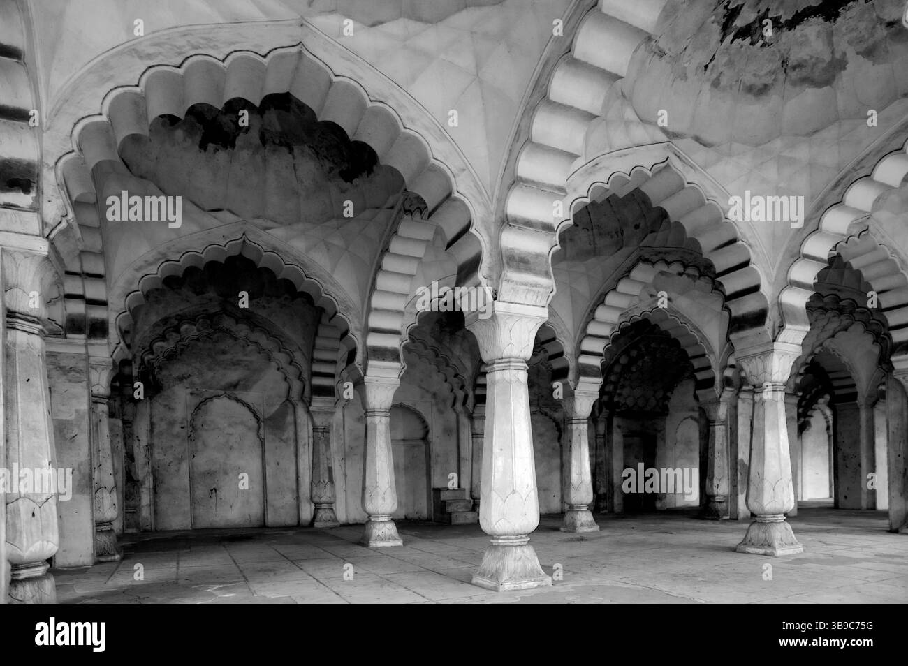 Black and white photo of decorative arches and pillars of Bibi Ka ...