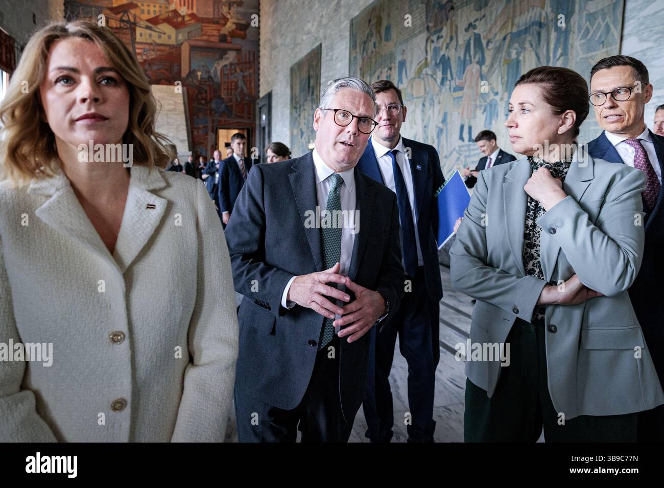 OSLO - Prime Minister of Latvia Evika Silina, Prime Minister of the United Kingdom Keir Starmer ...