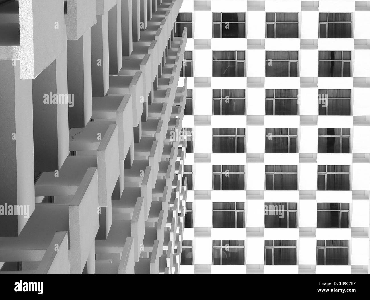 Building design and concrete pillars construction with evening light ...