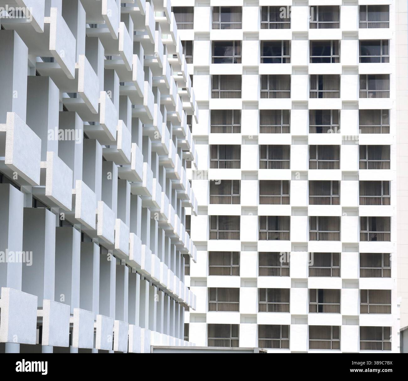 Building design and concrete pillars construction with evening light ...