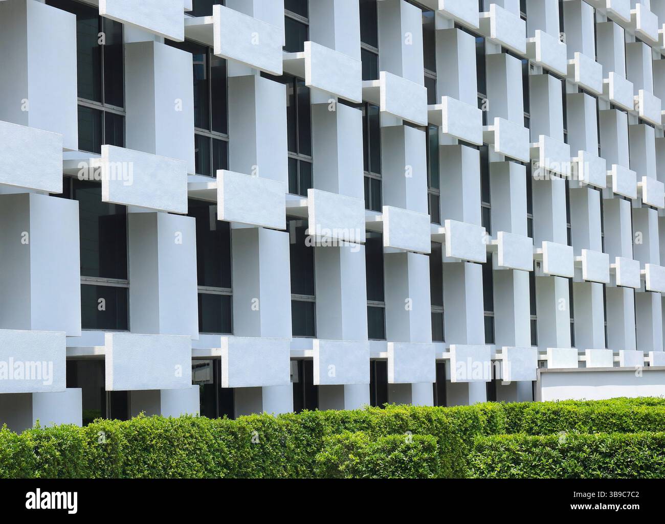 Building design and concrete pillars construction with evening light ...