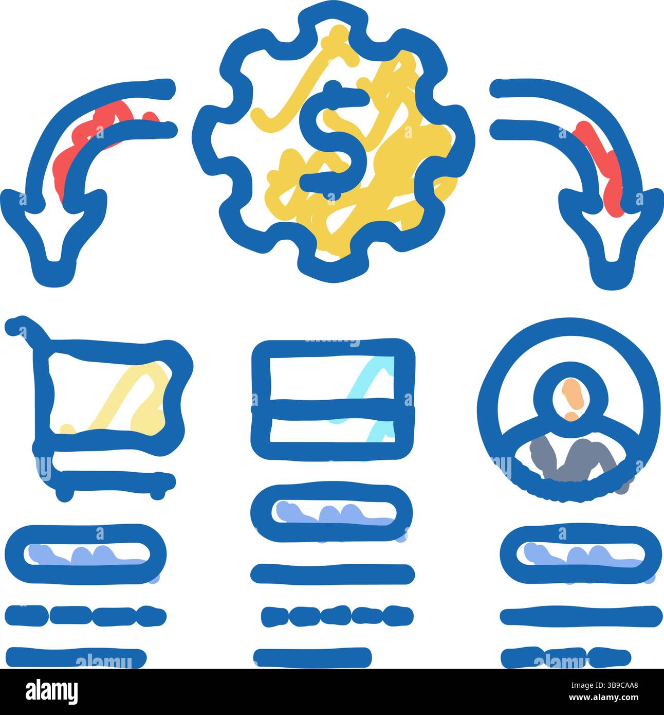 sales process business process icon doodle illustration Stock Vector ...