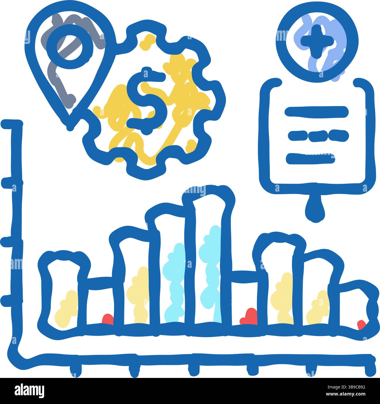 sales forecasting business process icon doodle illustration Stock ...