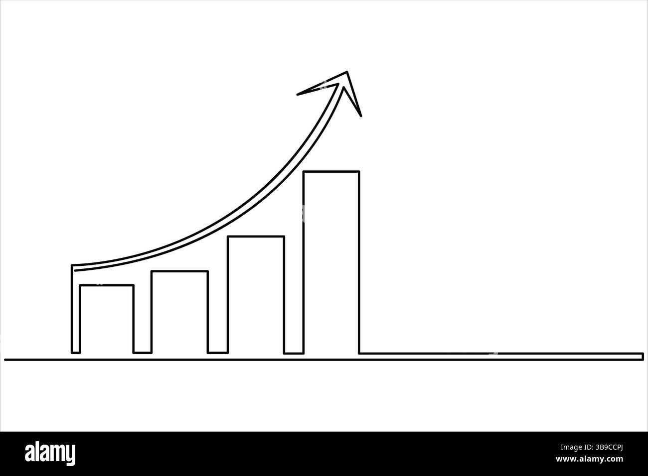 Continuous business growth icon one line drawing of graph. Single line ...