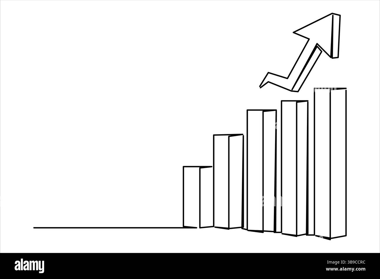 Continuous business growth icon one line drawing of graph. Single line ...