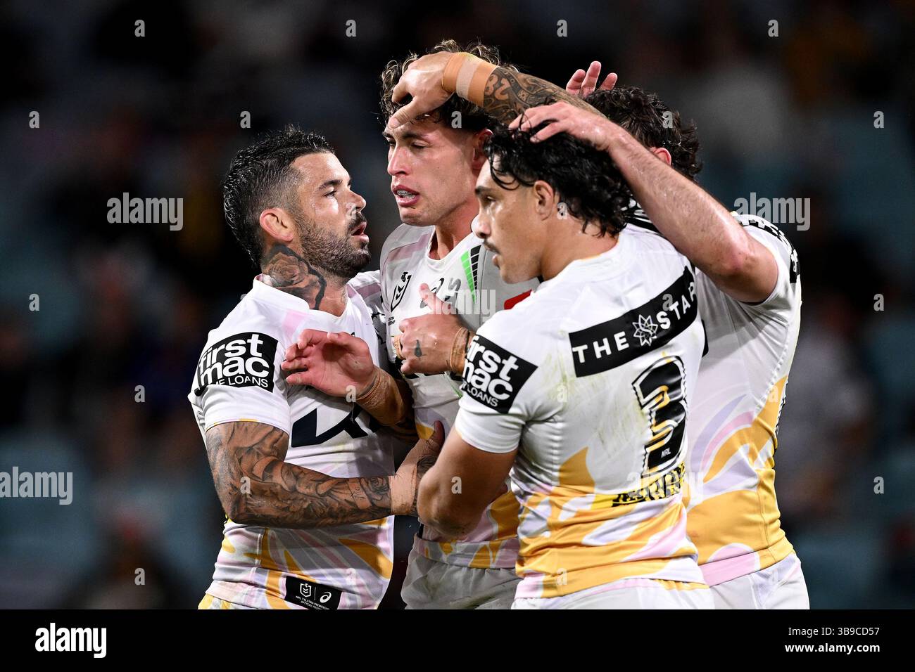 Sydney, Australia. 09th May, 2025. Jordan Riki of the Broncos (centre ...