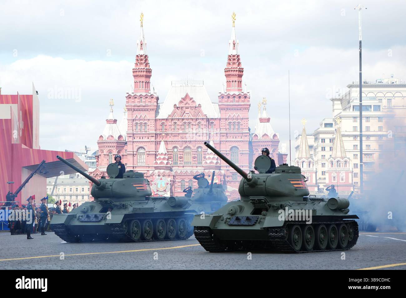 Moscow, Russia. 9th May, 2025. Armored vehicles march during a grand ...