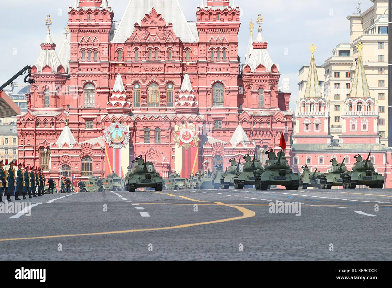 Moscow, Russia. 9th May, 2025. Armored vehicles march during a grand ...