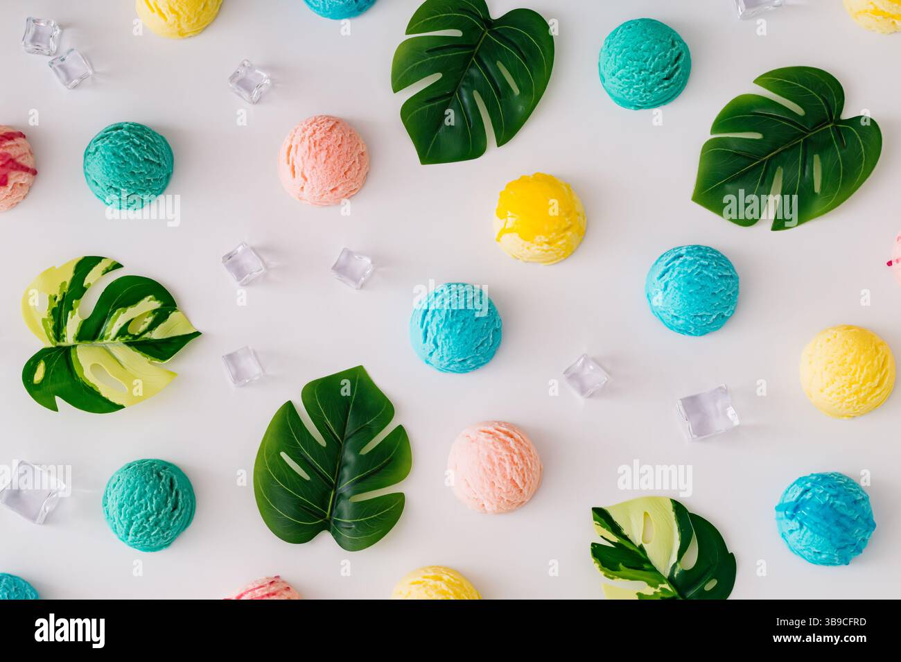 Playful and vibrant summer pattern featuring delicious ice cream scoops ...