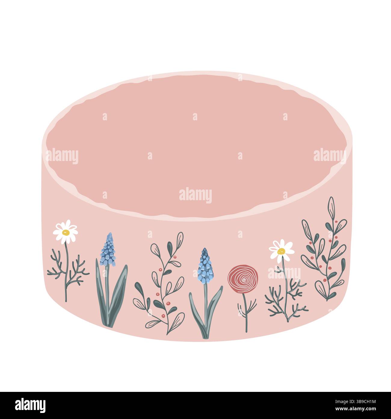 Cute simple sweet bento cake with spring flowers. Isolated vector ...
