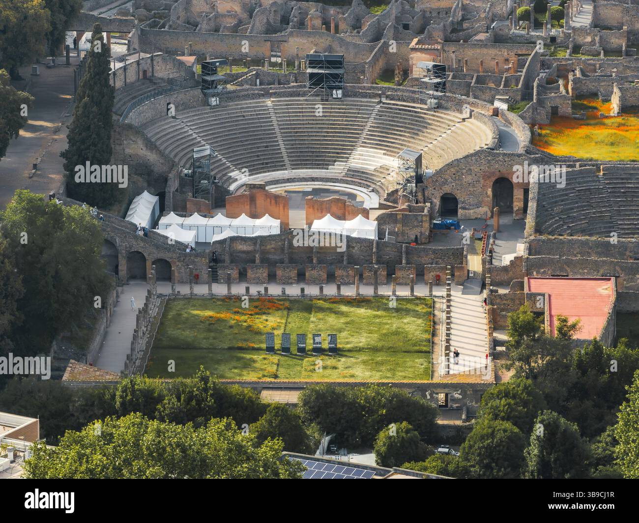 Aerial View of the Ancient Amphitheater in Pompeii, Italy Stock Photo ...