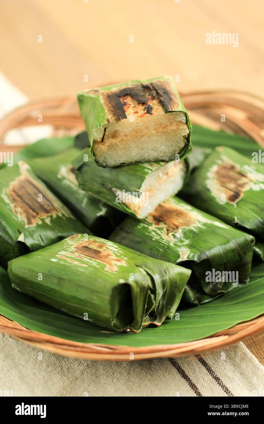 Close Up Lemper Bakar, Grilled Indonesian Rice Cake with Shredded ...