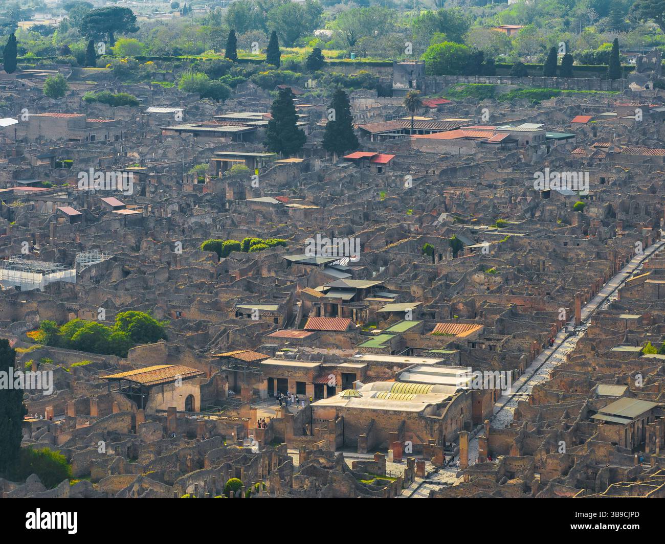 Aerial View of Ancient Ruins of Pompeii with Grid Like Streets Stock ...