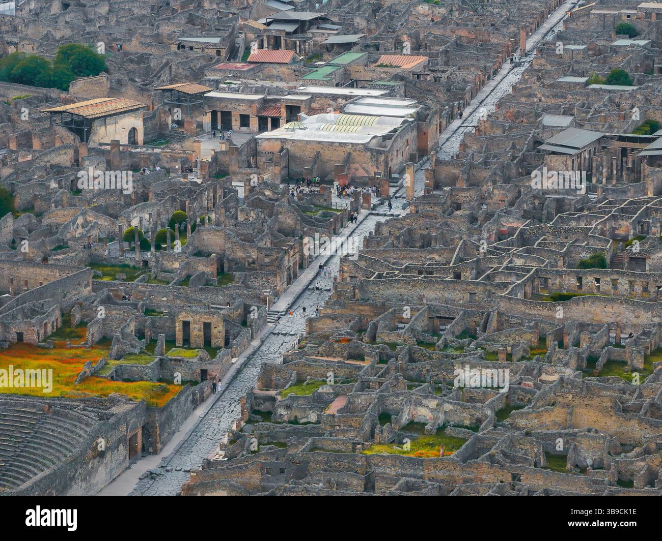 Aerial View of Ancient Pompeii Ruins and Urban Layout in Italy Stock ...