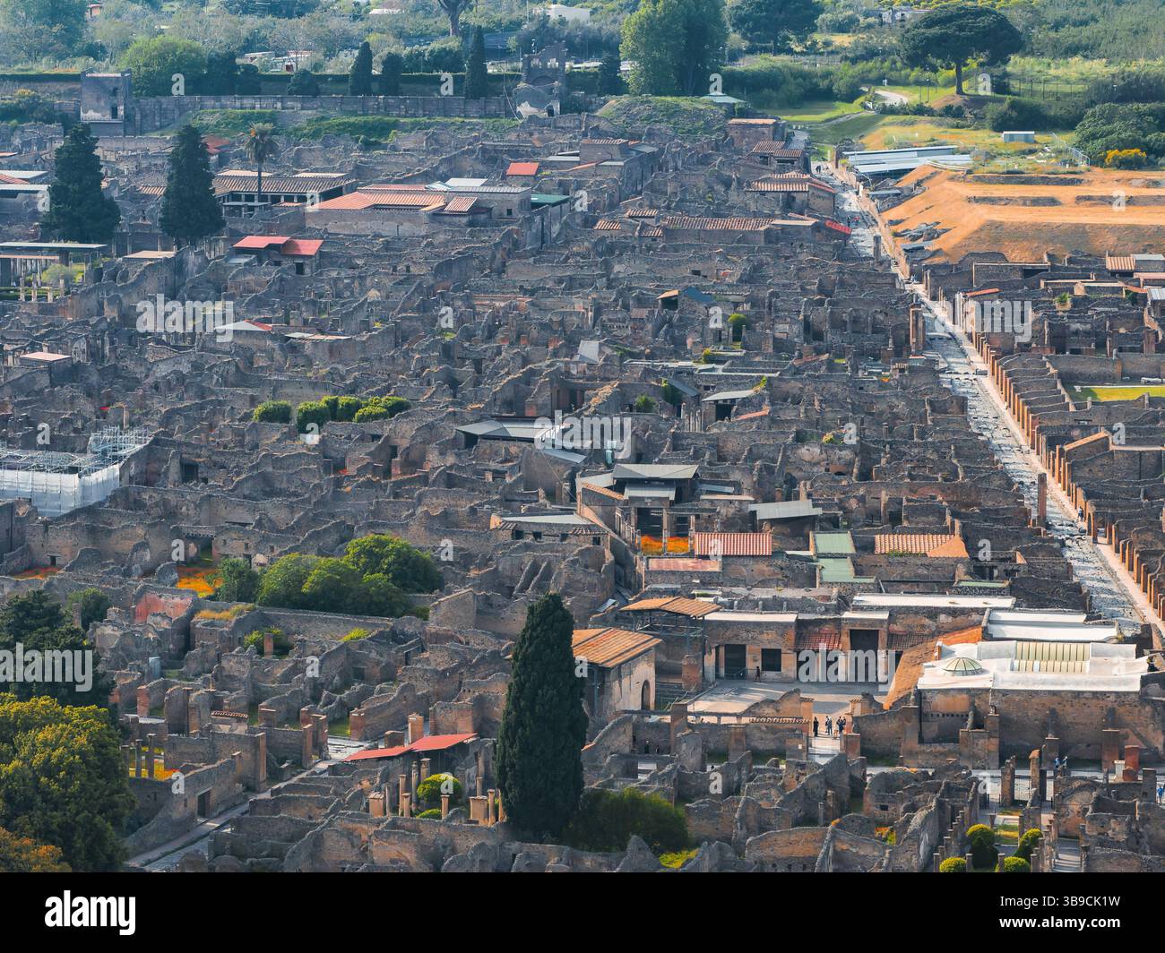 Aerial View of Ancient Ruins of Pompeii with Grid Like Streets Stock ...