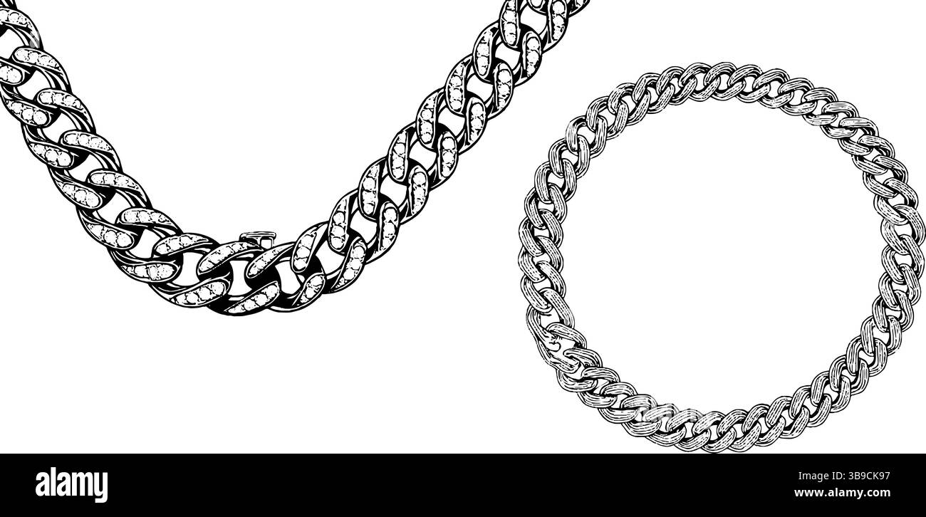 Elegant jewelry designs featuring engraved neck chains and diamond ...