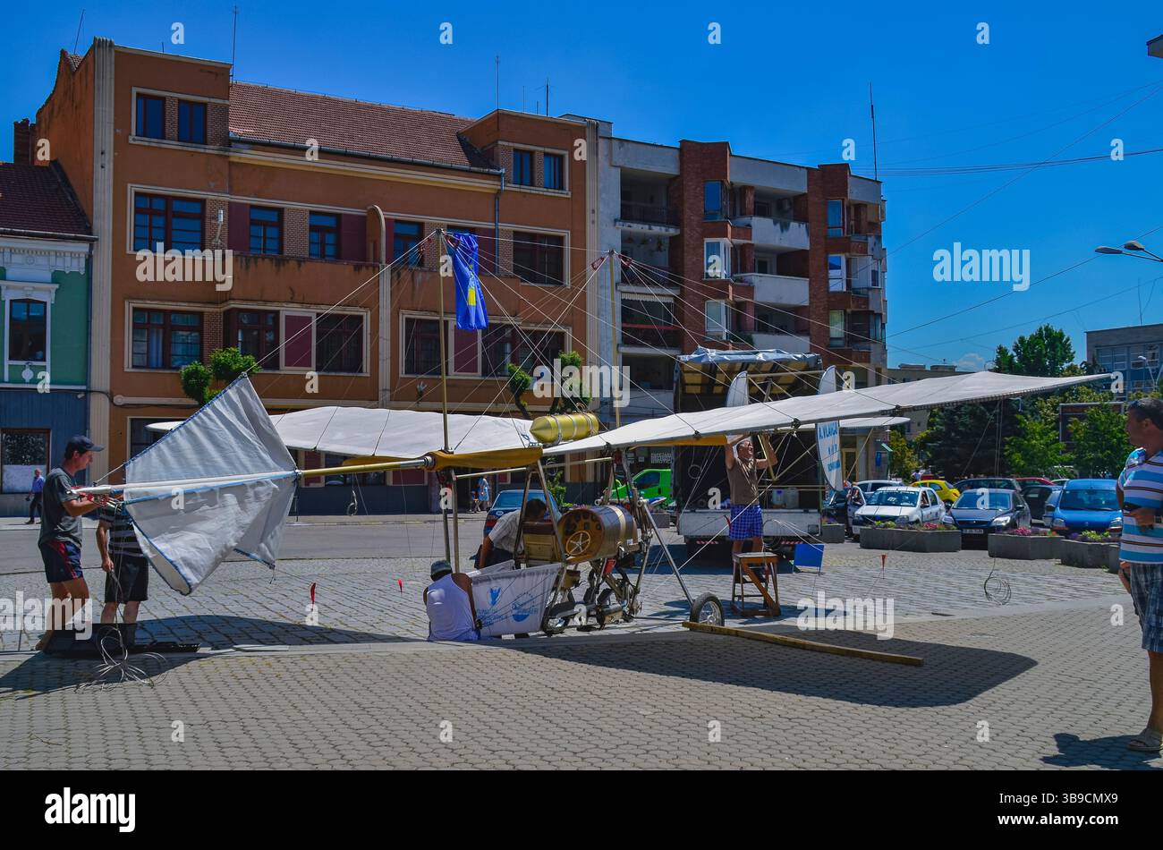 Deva, Romania - July 11, 2012 Vlaicu II replica of a monoplane aircraft ...