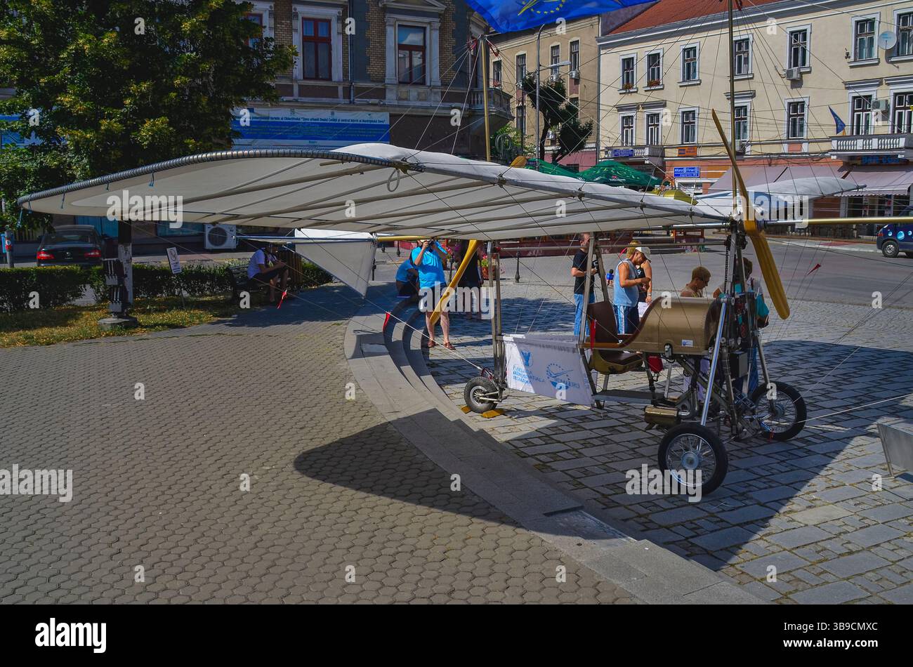 Deva, Romania - July 11, 2012 Vlaicu II replica of a monoplane aircraft ...