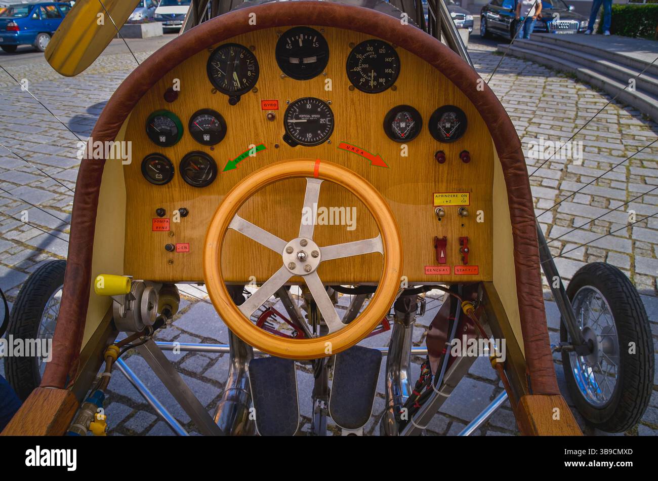 Deva, Romania - July 11, 2012 Vlaicu II replica of a monoplane aircraft ...