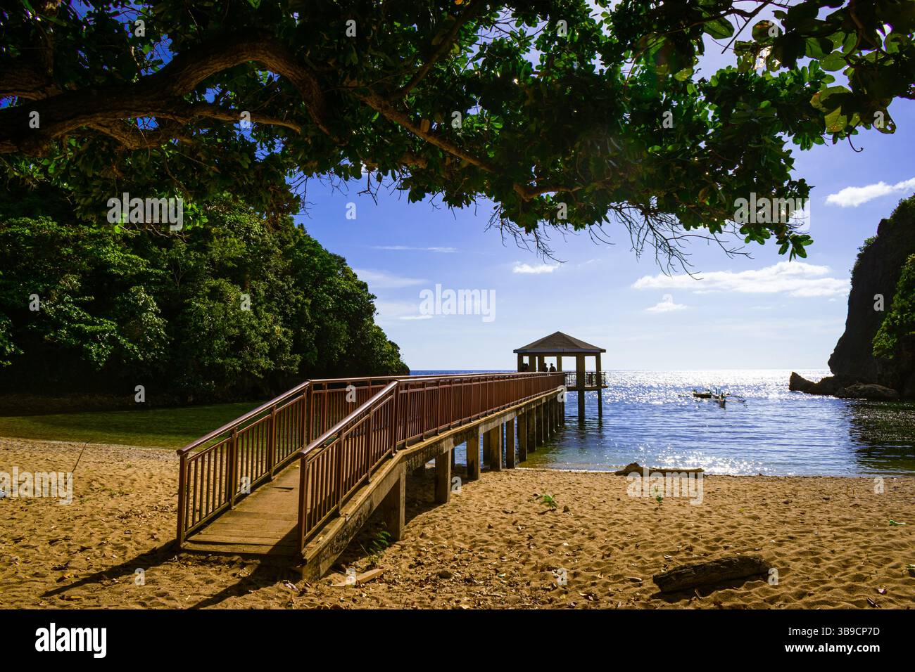 Sunny day on a gazebo by the beach. Bil-At Point, Ferrol, Romblon ...