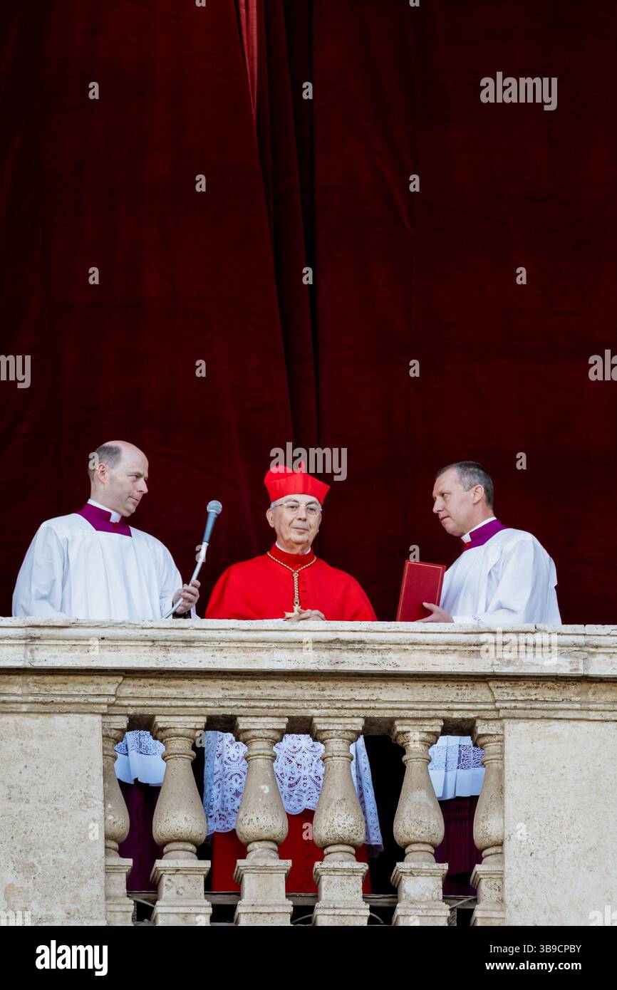 Vatican City, Vatican. 08th May, 2025. Cardinal Protodeacon Dominique ...