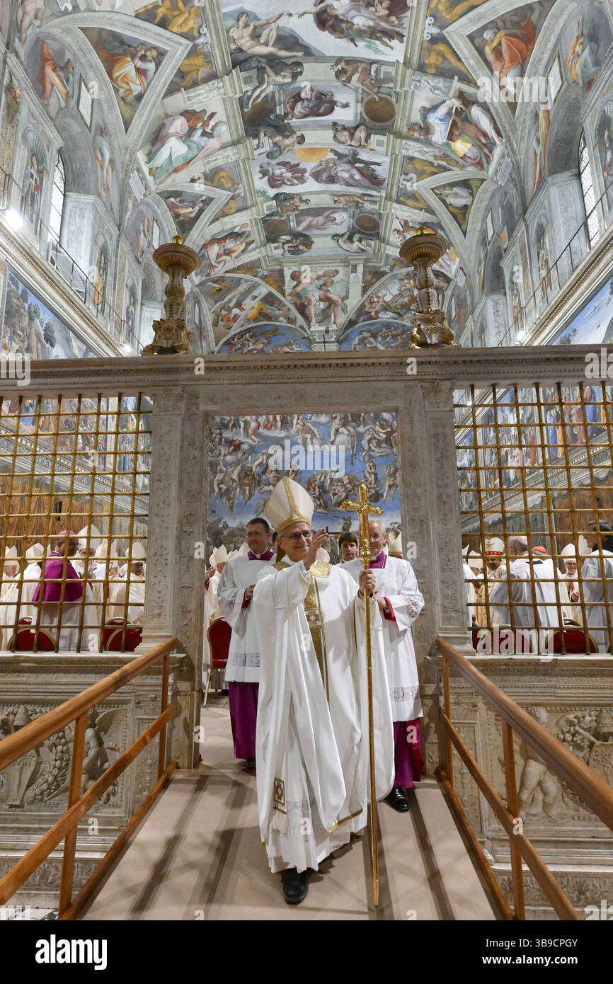 Pope Leo XIV celebrates a Holy Mass with the cardinals in the Sistine ...