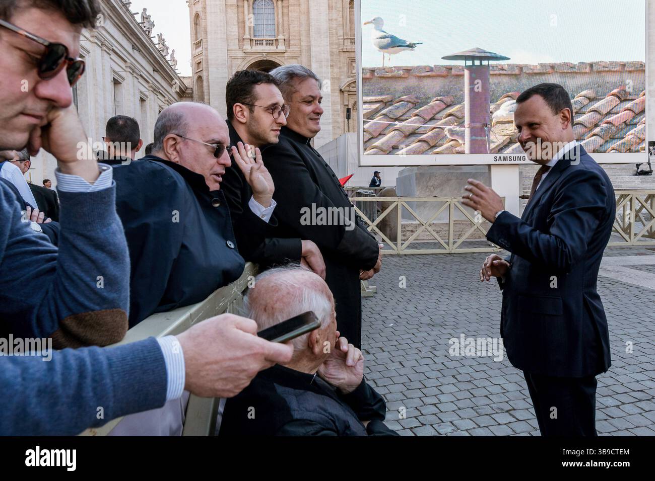 Vatican City, Vatican. 08th May, 2025. A group of priests seen waiting ...