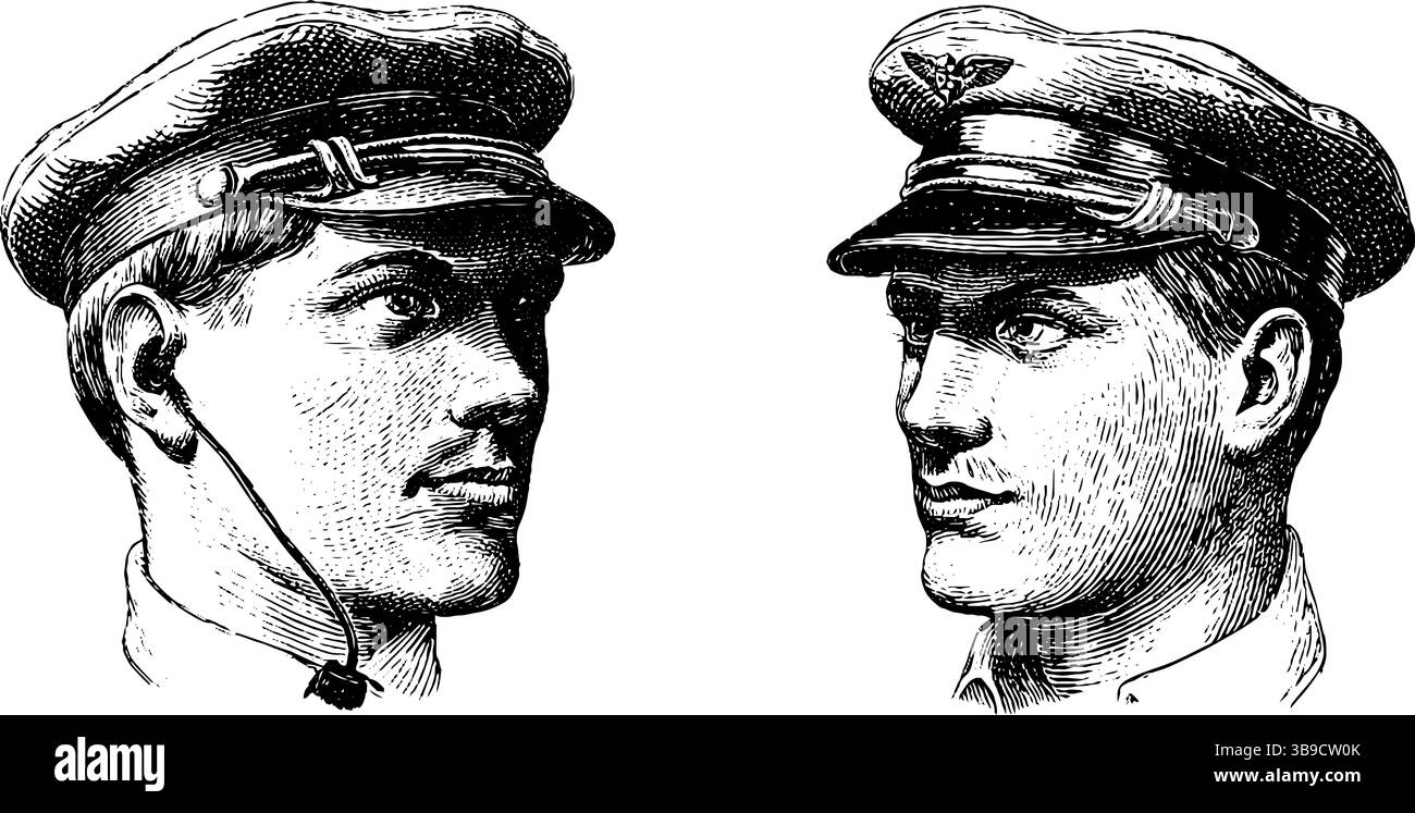 Vintage air traffic controller portrait set for aviation enthusiasts ...